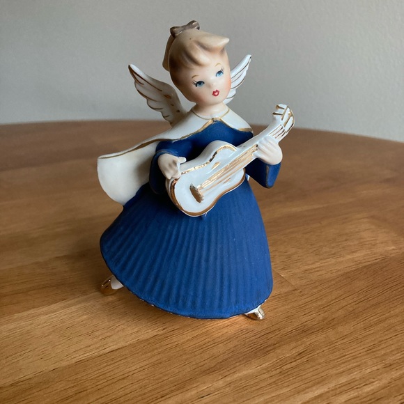 Art | Porcelain Musical Angel Figurine With Gold Accents | Poshmark